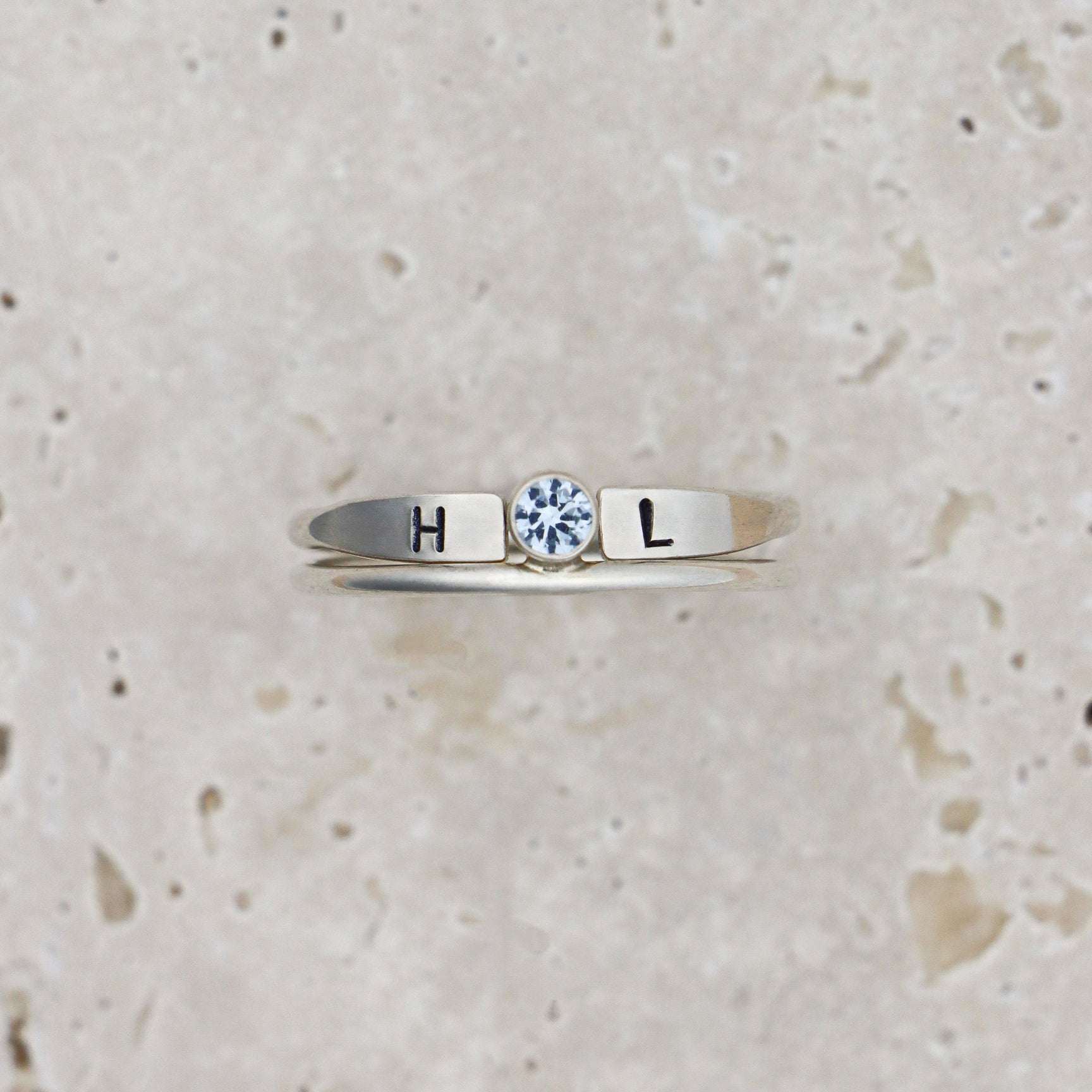 Initial and Birthstone Ring Set in Sterling Silver – simplisticbyb
